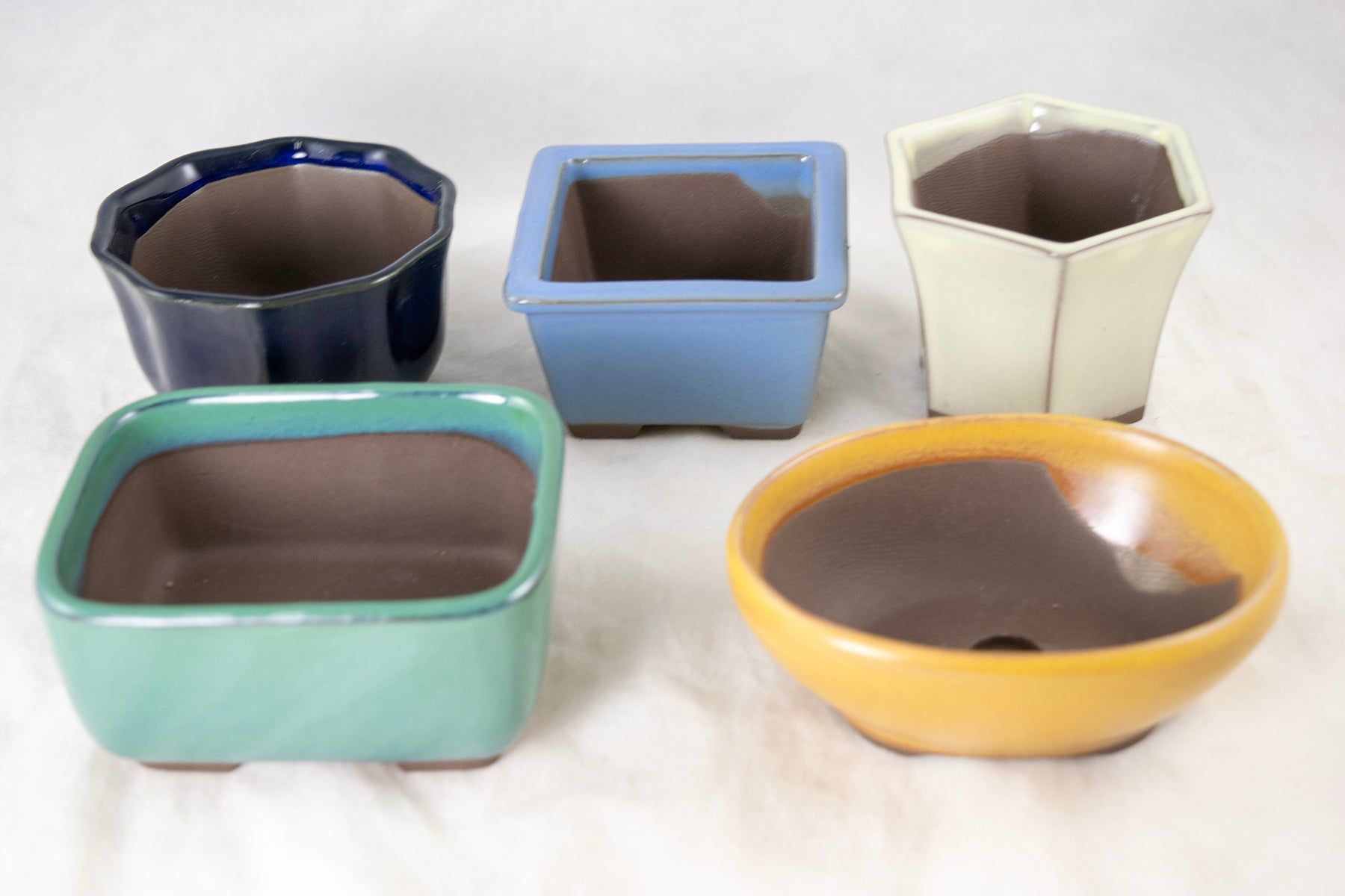 5 Mixed Japanese Yokkaichi Shito Mame Bonsai Pots | Calibonsai Depot