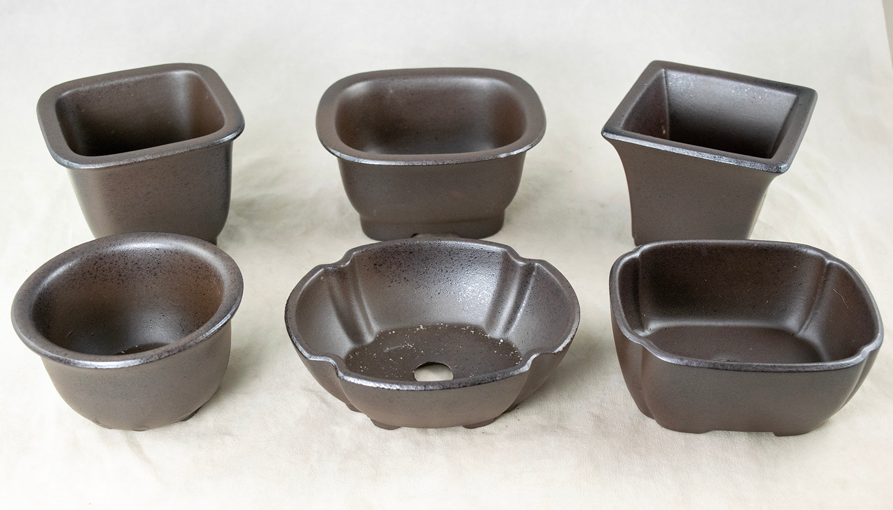 6 Assorted Japanese Yokkaichi Bonsai Pots + Mesh 3.5" to 4.5 ...