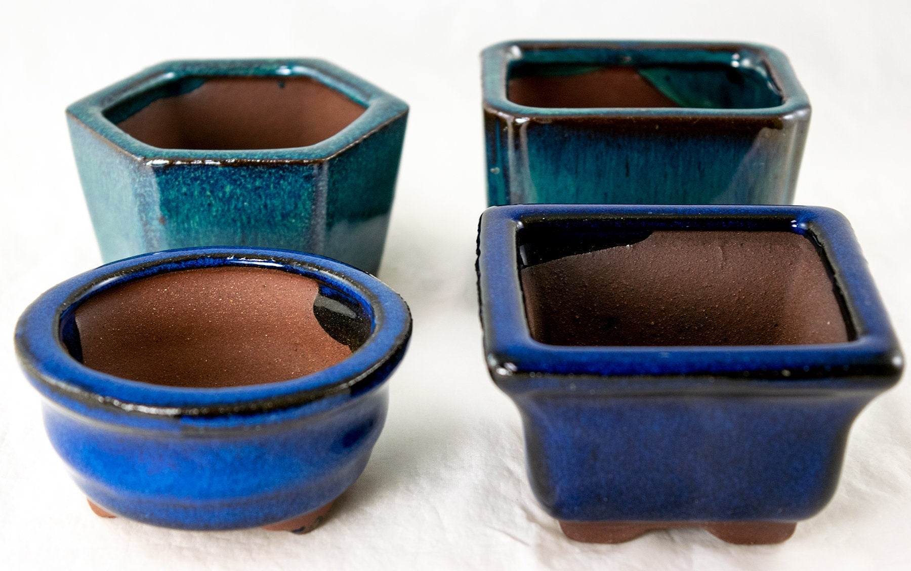 Free Shipping 4 Assorted Mini Mame Bonsai Pot + Mesh | Calibonsai Depot